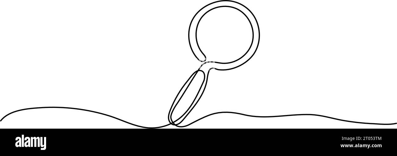 Magnifying Glass shape drawing by a continuous line, thin line design ...