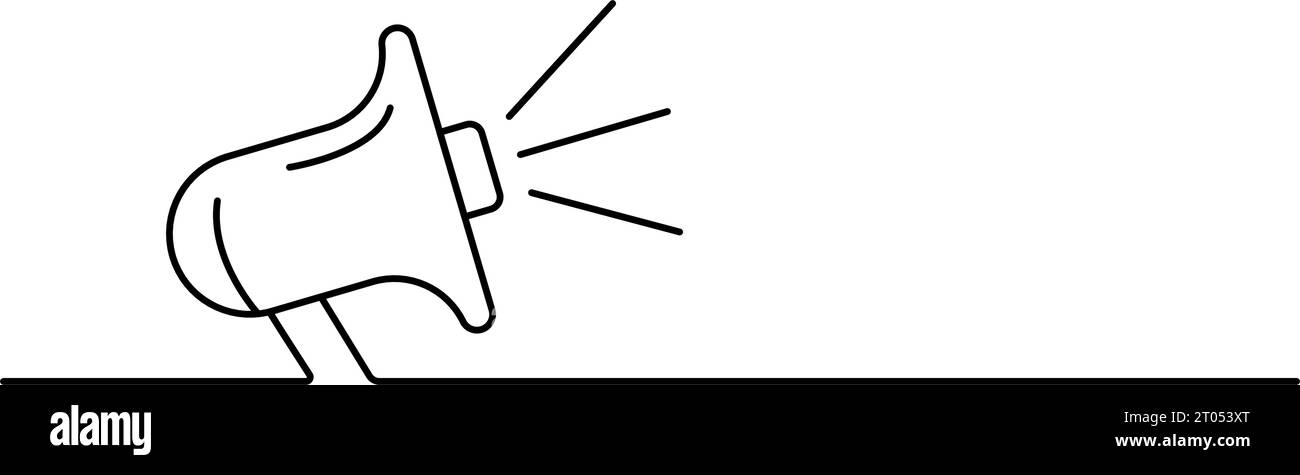 Megaphone shape drawing by a continuous line, thin line design vector ...