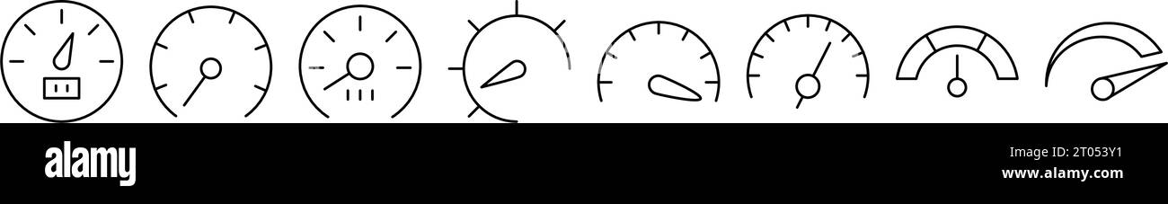 Set of the Speedometer line shapes, thin line design vector ...