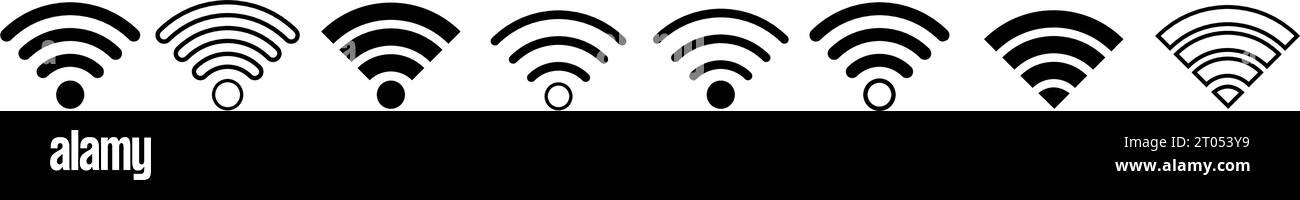 Set of the Wi-Fi symbol shapes, thin line design vector illustration ...