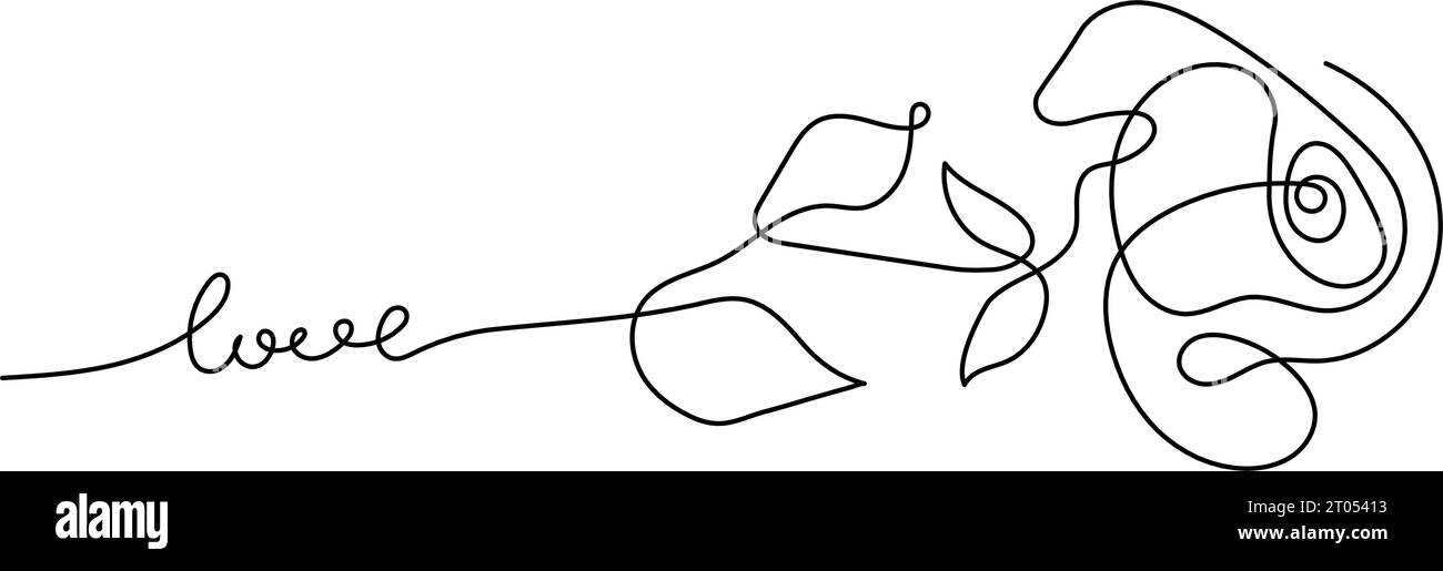 Rose Flower shape drawing by a continuous line, thin line design vector ...