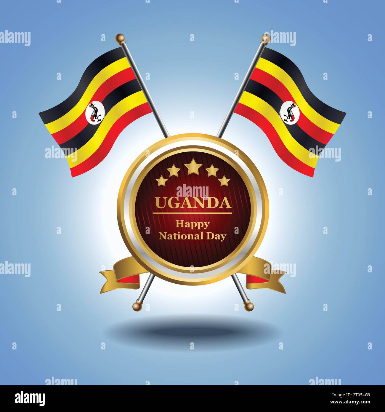 Small National flag of Uganda on Circle With garadasi blue background ...
