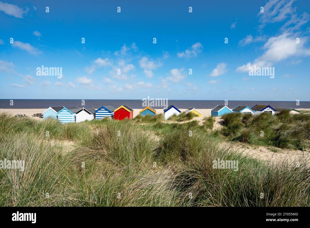 Beach Huts in Southwold, Suffolk, England under a summer sky. Uk Stock ...