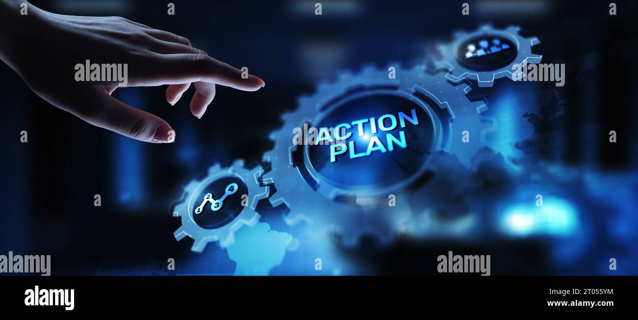 Action plan business strategy development concept on virtual screen ...