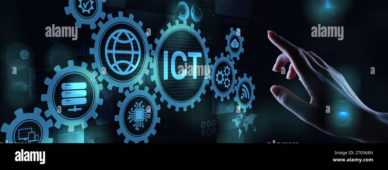 ICT - Information and communication technology concept on virtual ...