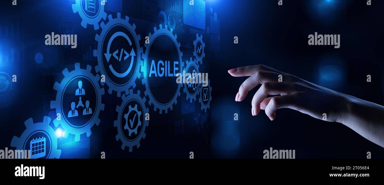 Agile flexible software development technique. Technology concept Stock ...