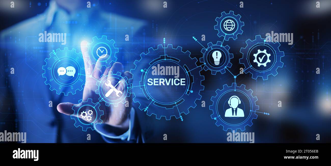 Service support customer help call center Business technology button on ...