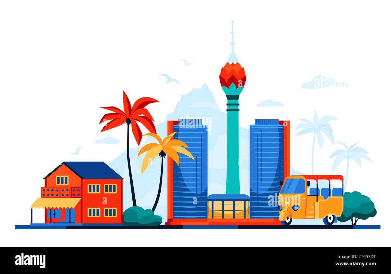 Sights of Sri Lanka - modern colored vector illustration Stock Vector ...