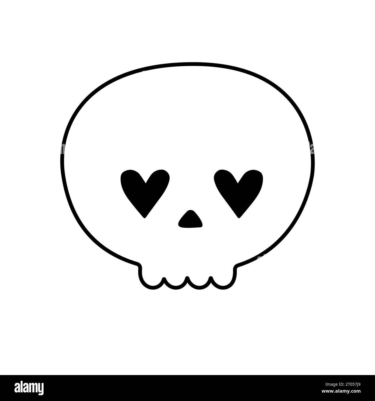 Vector hand drawn outline groovy skull isolated on white background ...