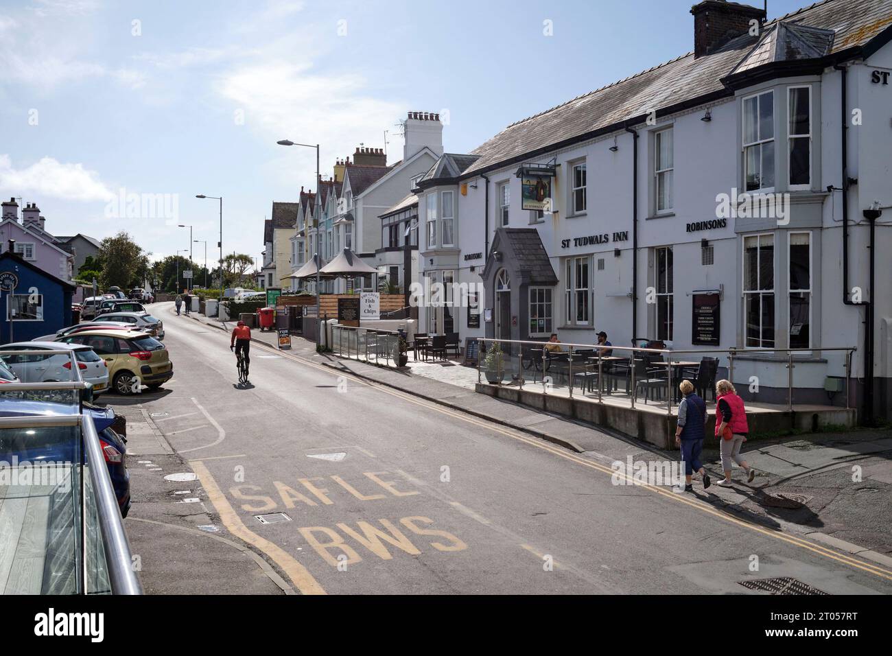 Abersoch village main street, Llyn Peninsula, North Wales, UK Stock ...