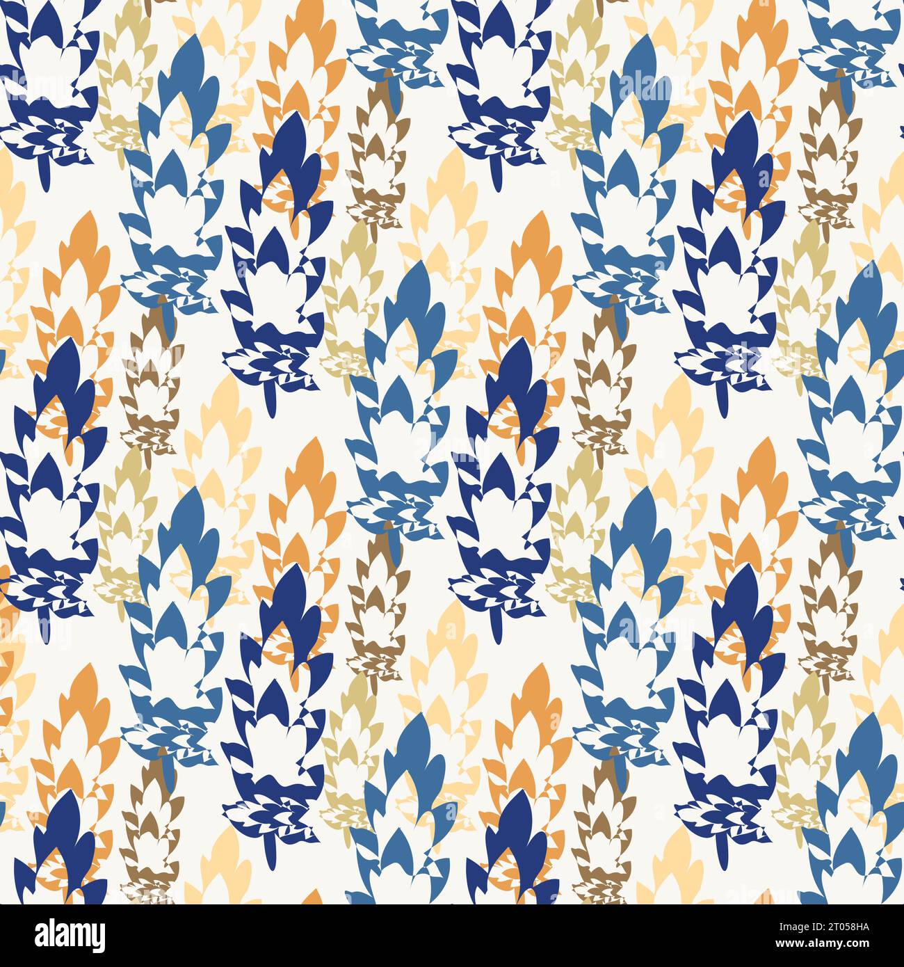 Mid-century modern style leaf seamless vector pattern background ...