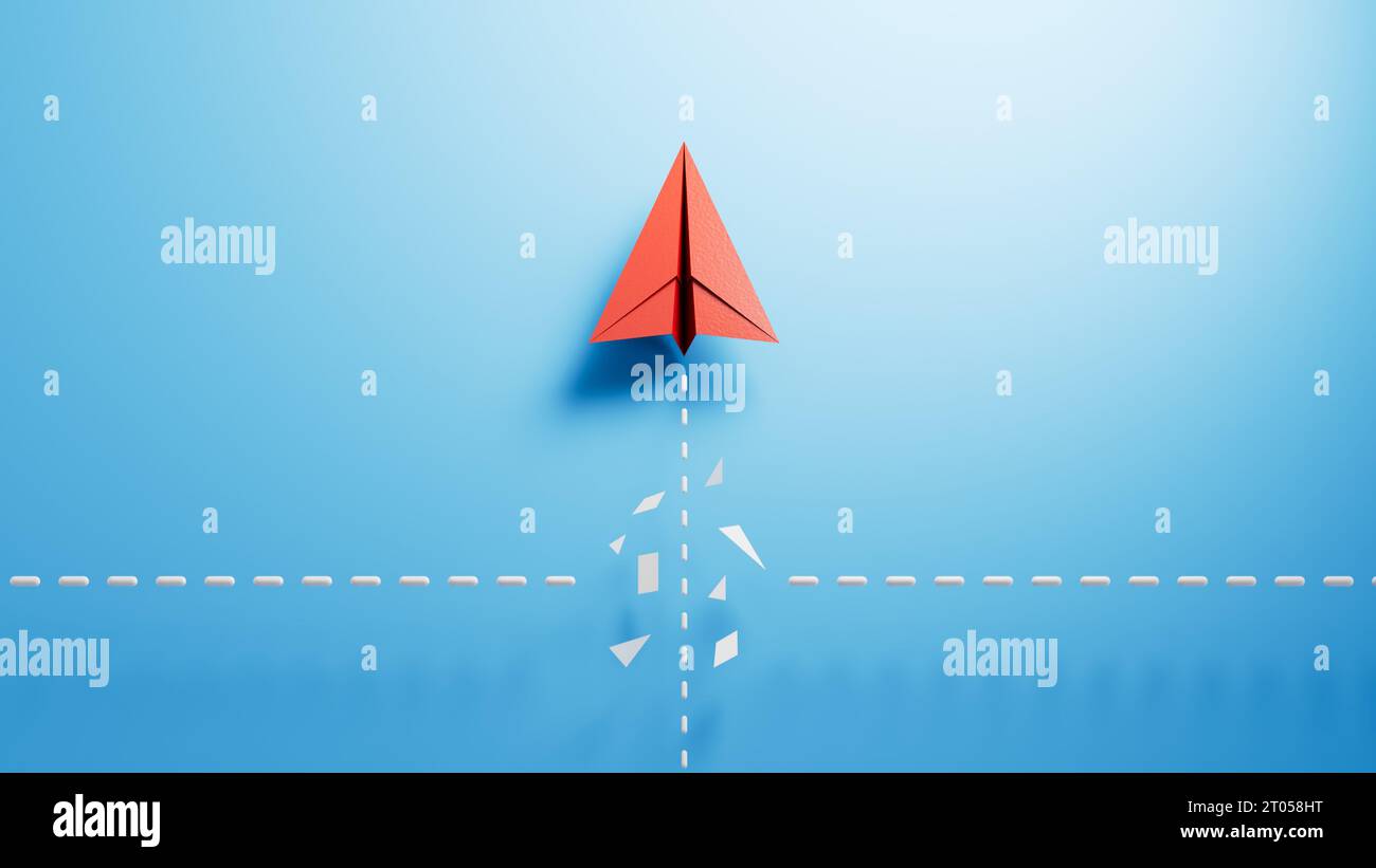 Organization, Leaderairplane and Teamwork concepts, RED paper plane ...