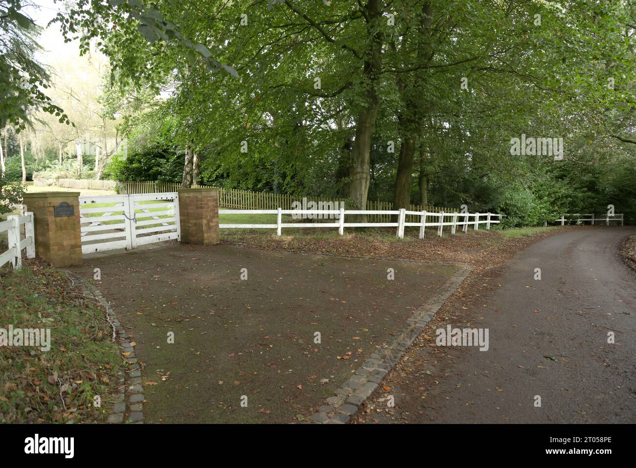 A padlock on the gates of a house on Heath Road, Whitmore Heath in the ...