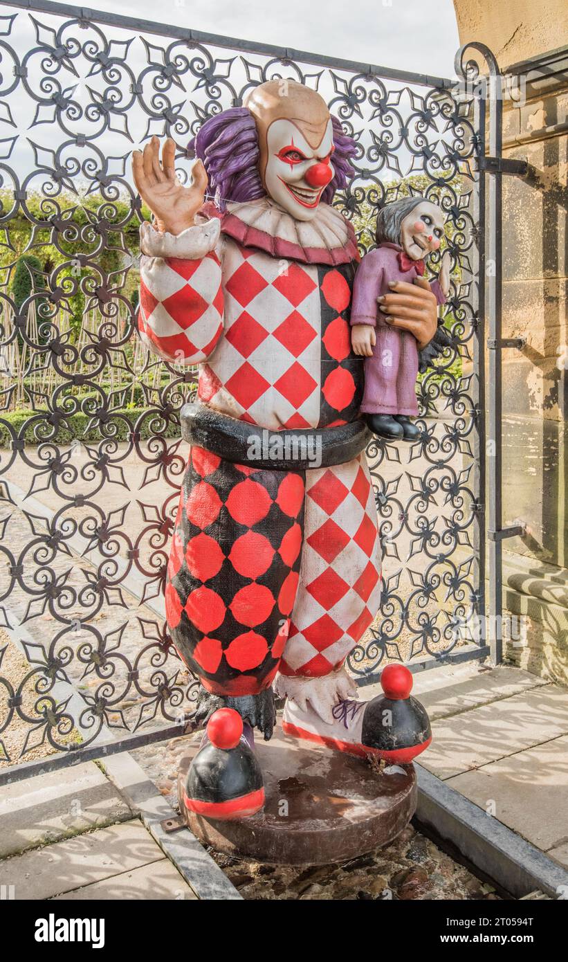 Clown character fun figure on display At Alnwick Gardens in ...