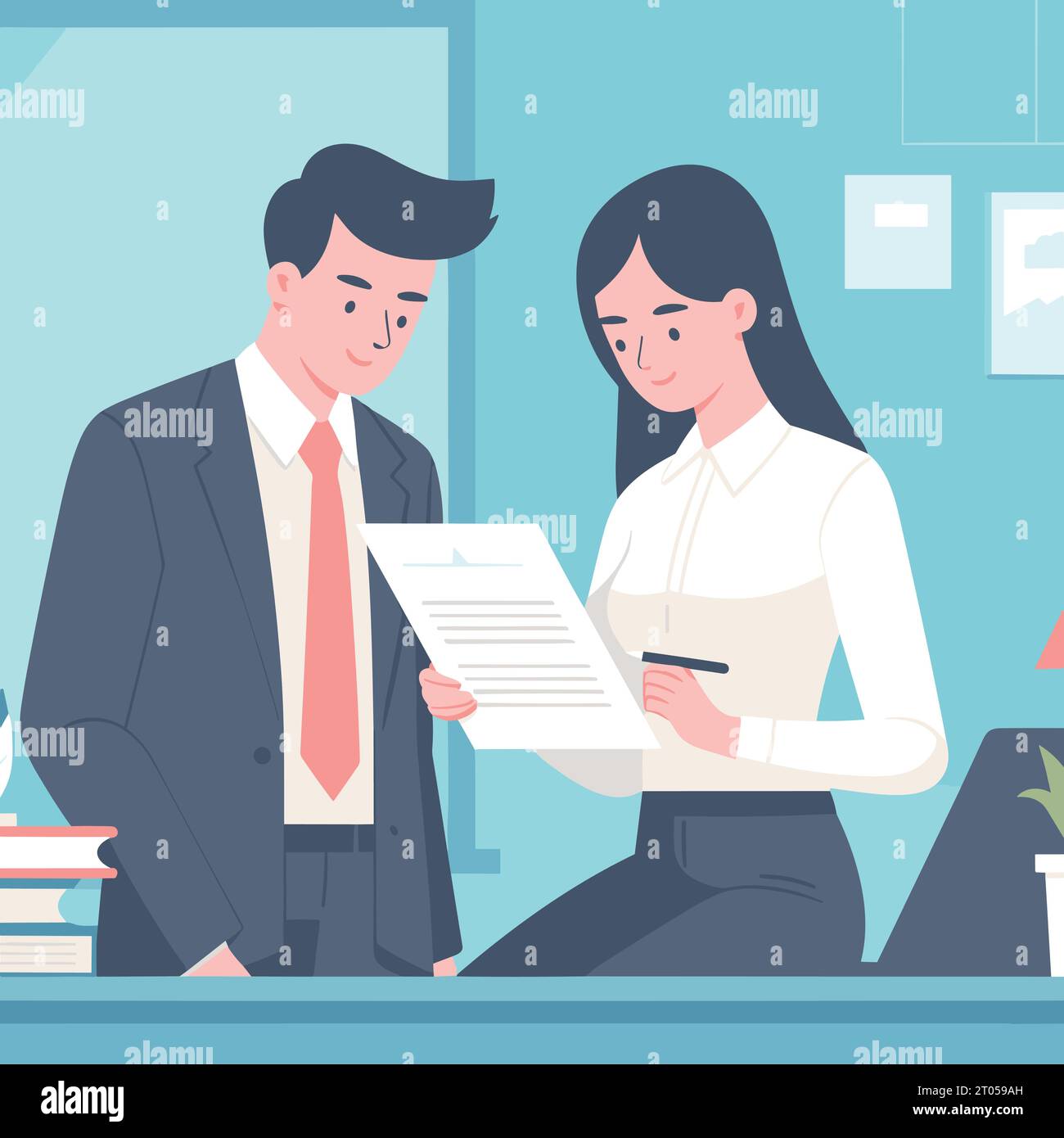 Woman signing a contract Stock Vector Images - Alamy