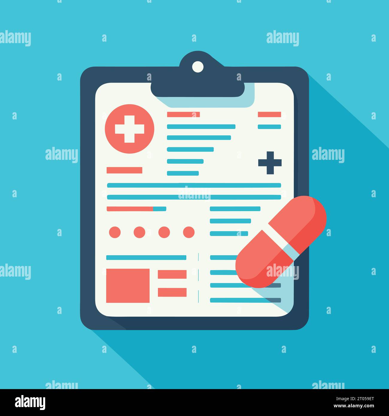 A simple, flat vector illustration of a board displaying medical report ...