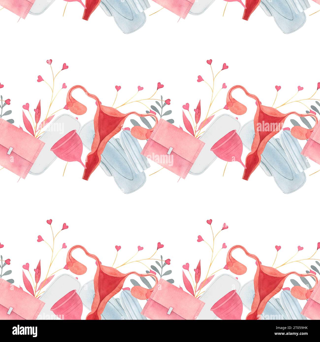 Isolated seamless print with the theme of womens health uterus hi-res ...