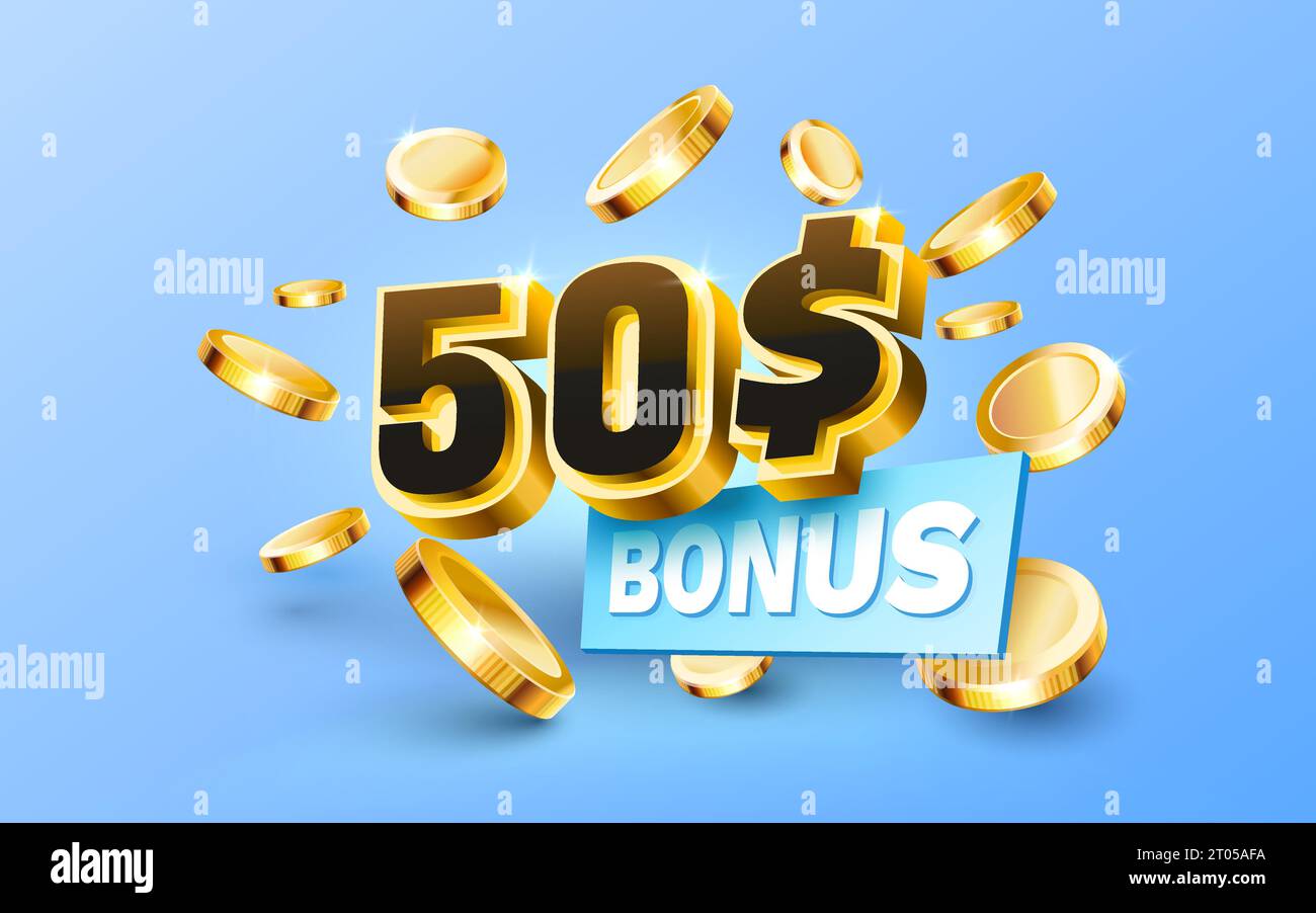 Bonus 50 coupon special voucher, Check banner special offer. Vector ...