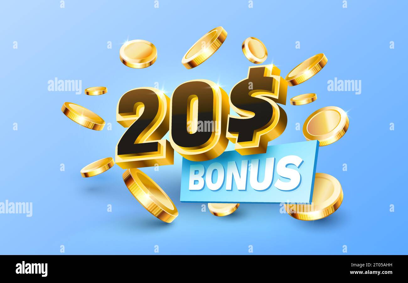 Bonus 20 coupon special voucher, Check banner special offer. Vector ...