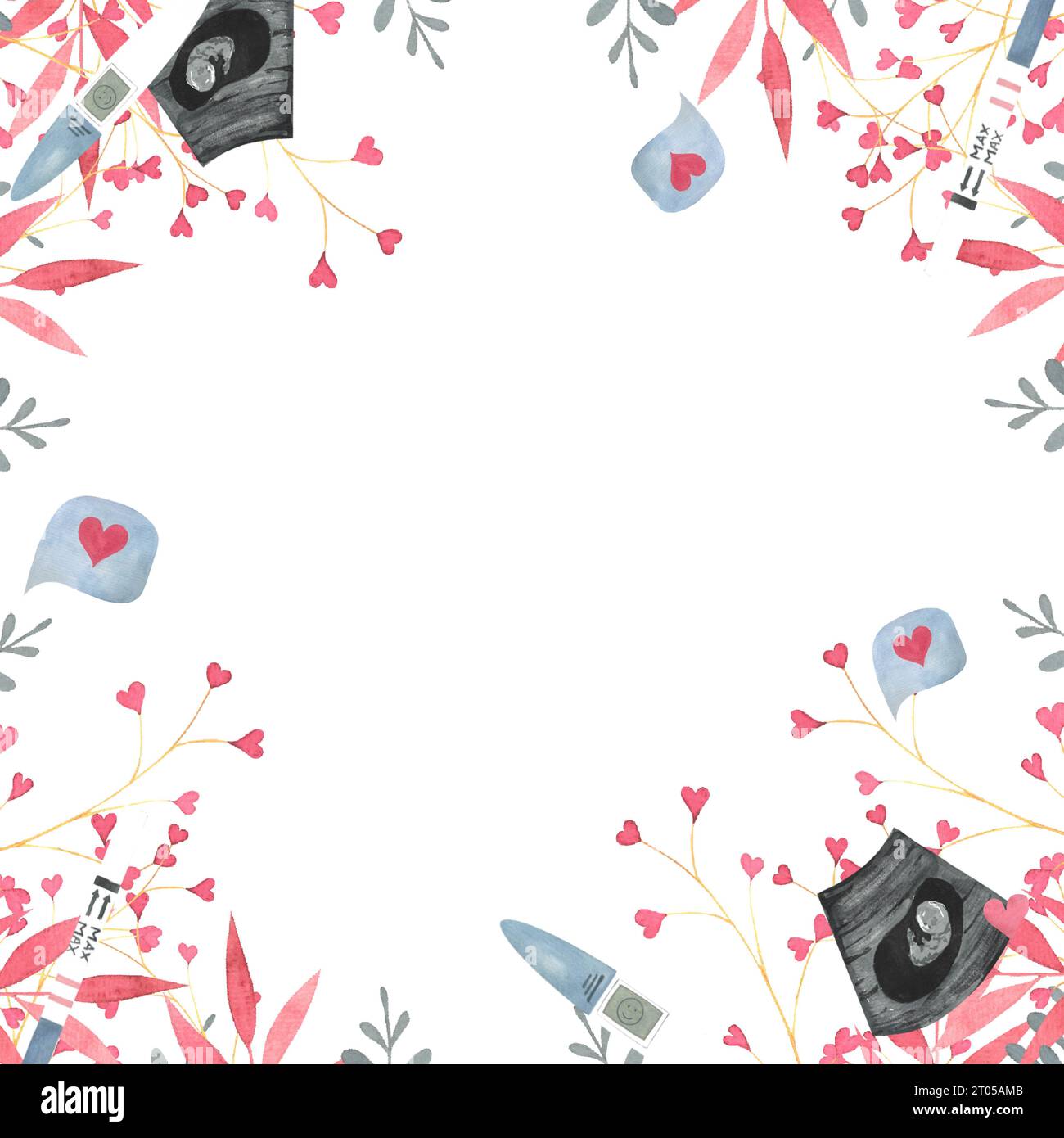 frames drawn in watercolor for the design of postcards with the theme ...