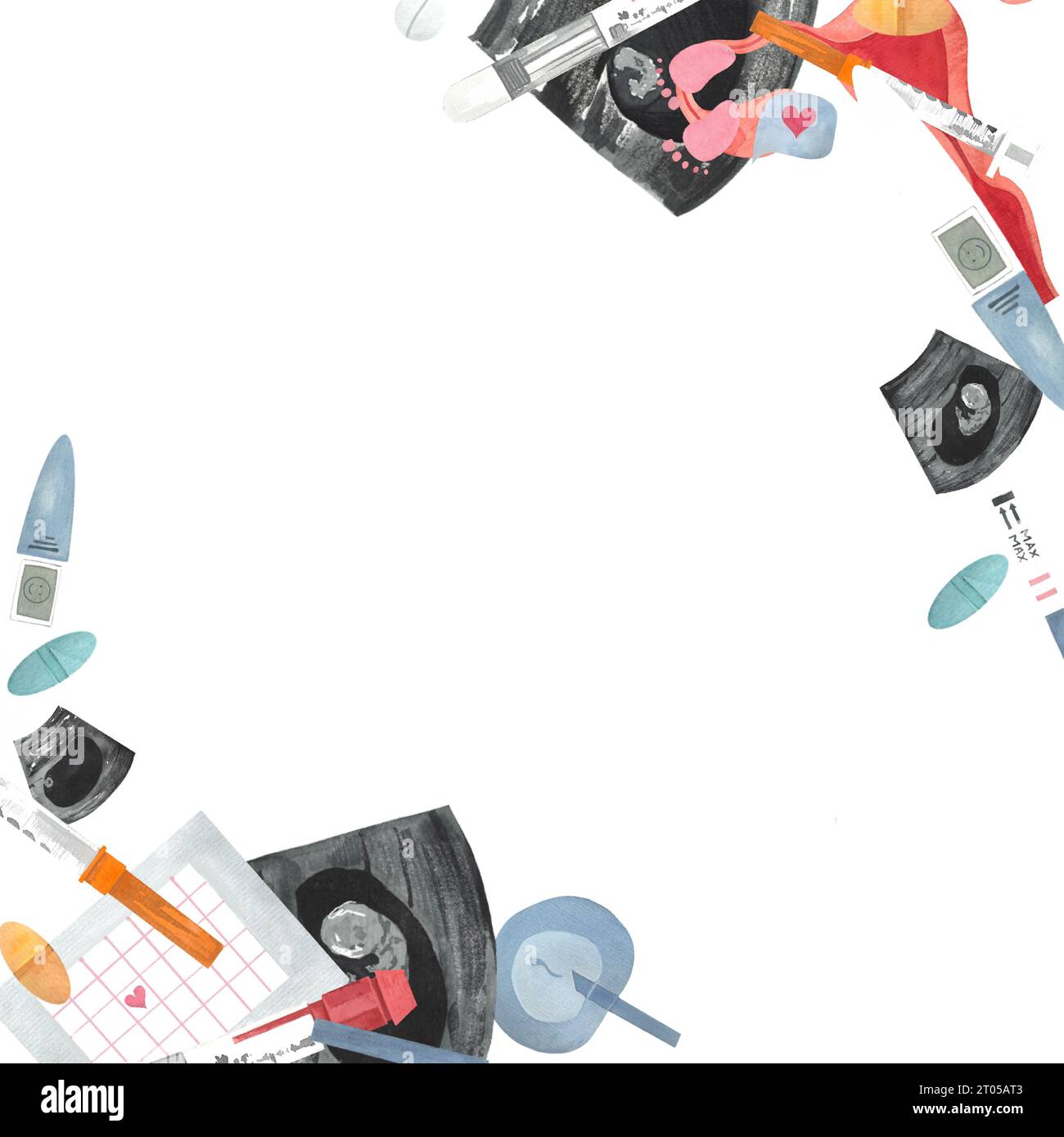 frames drawn in watercolor for the design of postcards with the theme ...