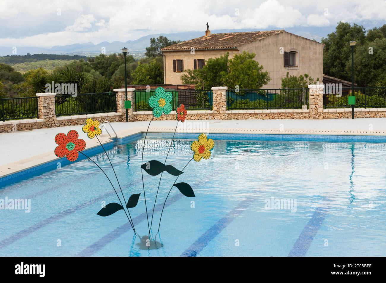 Flower decoration in the swimming pool on "Costitx en Flor" (Costitx in ...