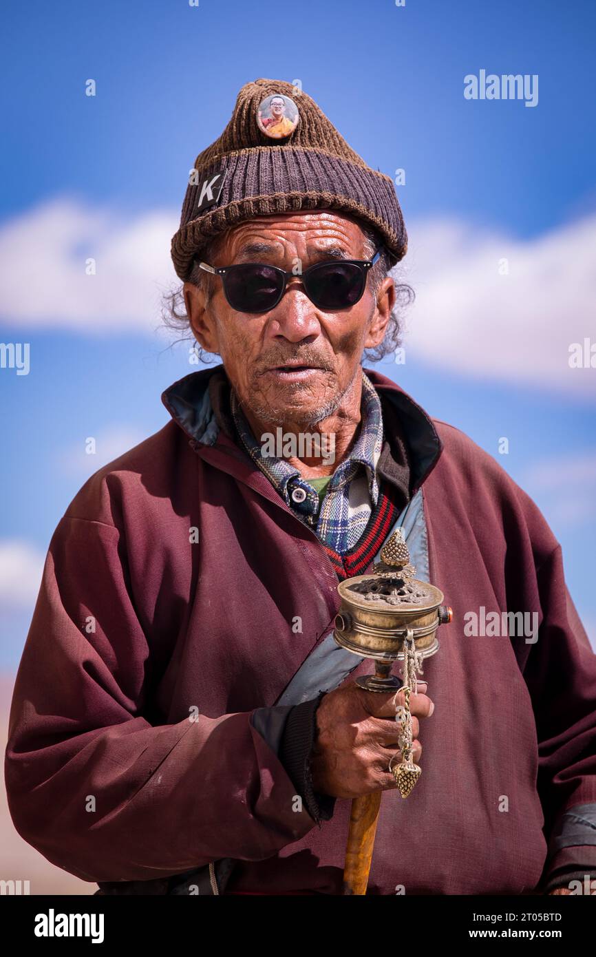 Portrait of elderly man, Korzok, Ladakh, India Stock Photo - Alamy