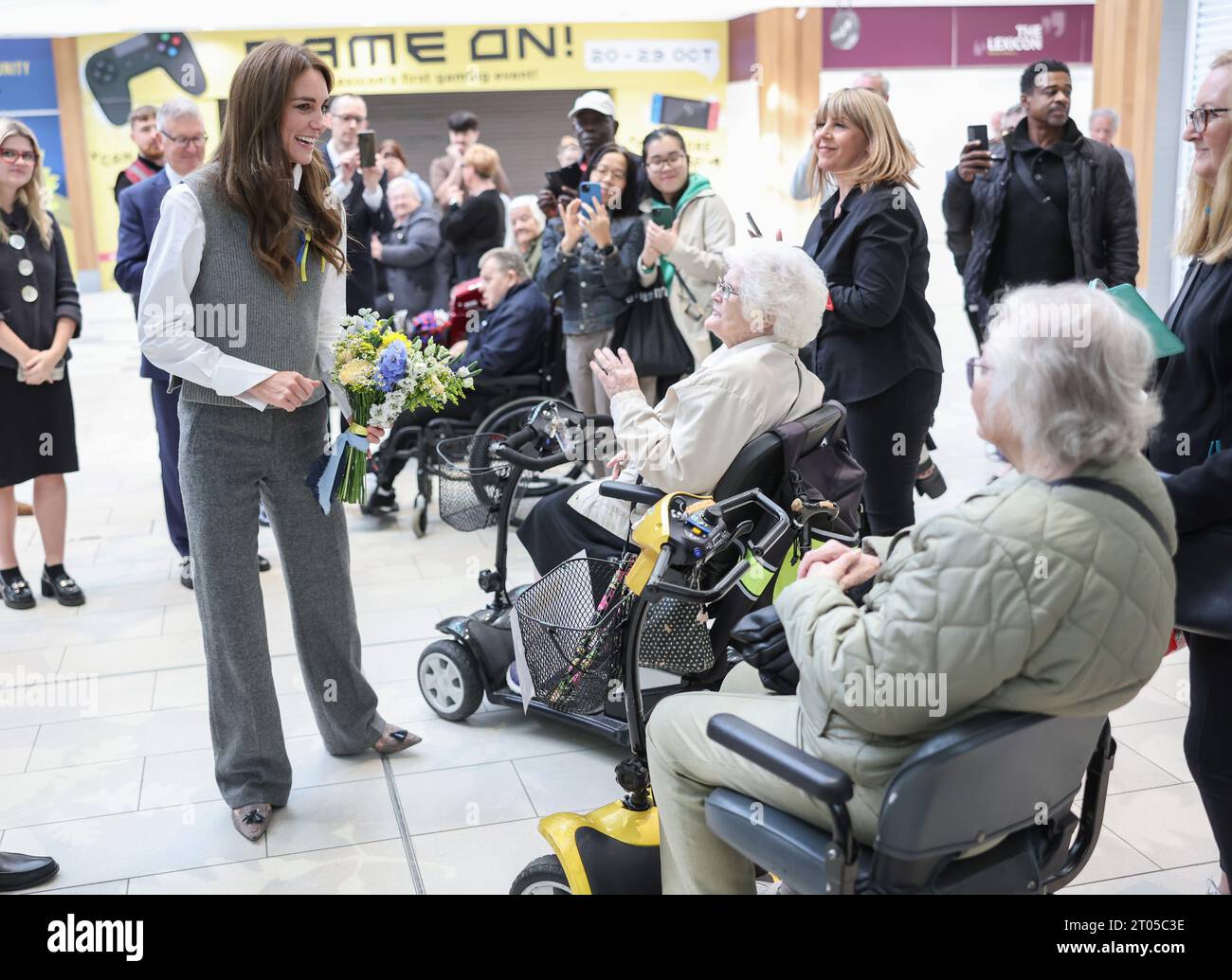 The Princess of Wales speaks with well-wishers in wheelchairs during a ...