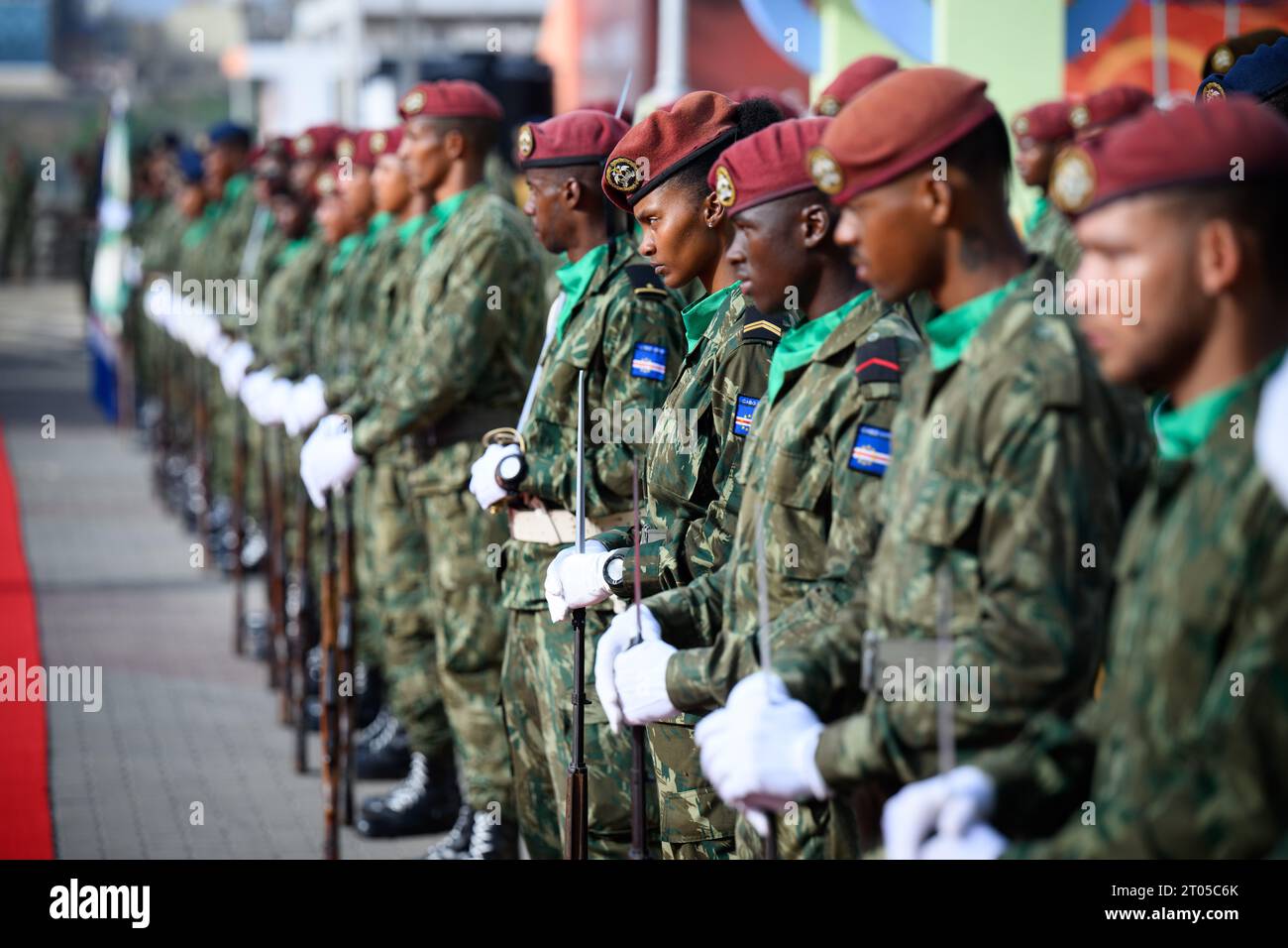 Praia, Cape Verde. 04th Oct, 2023. Soldiers of the Presidential Honor ...