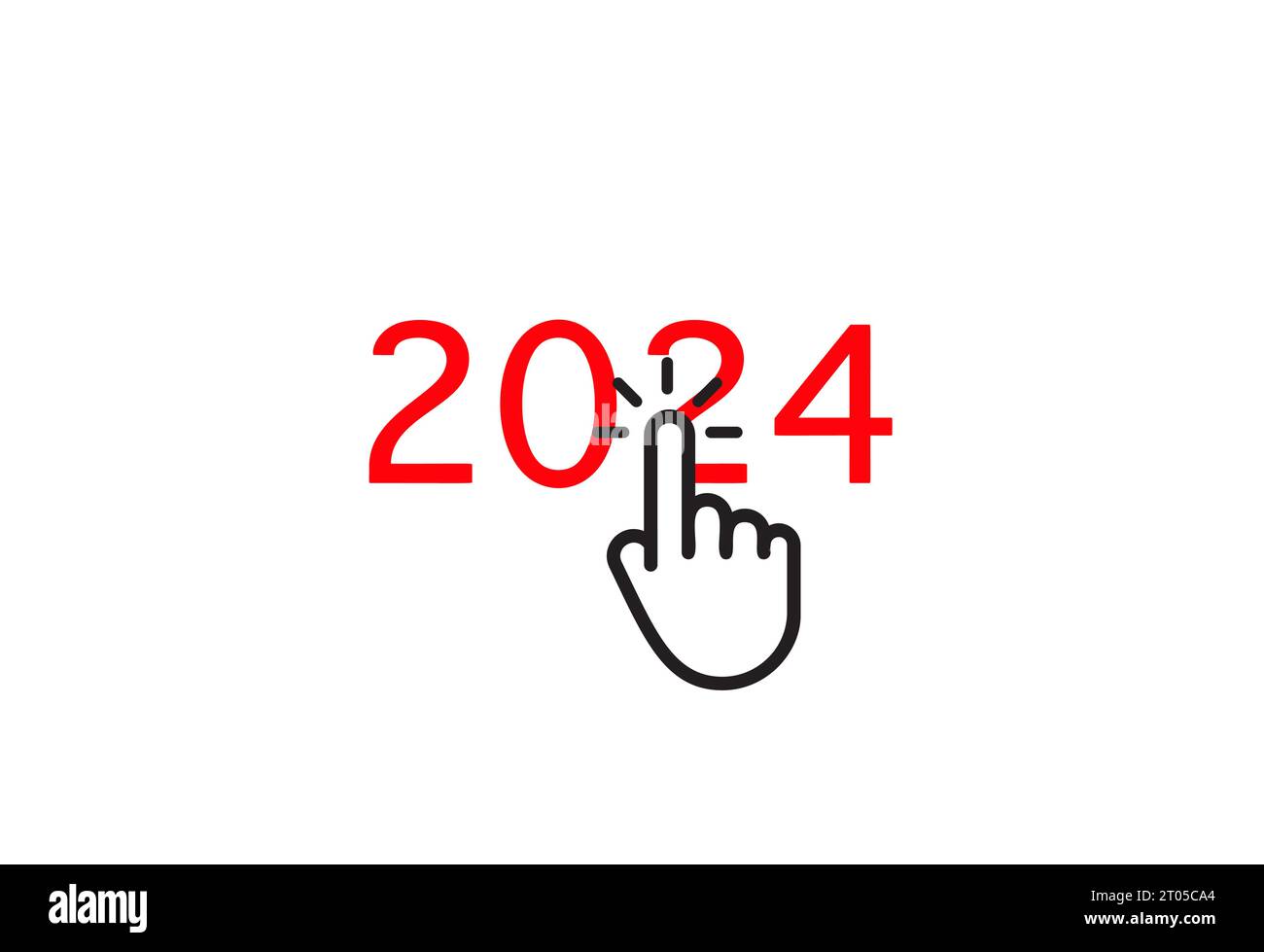 Hand points to the year 2024 in a modern, nostalgic design. Perfect for ...