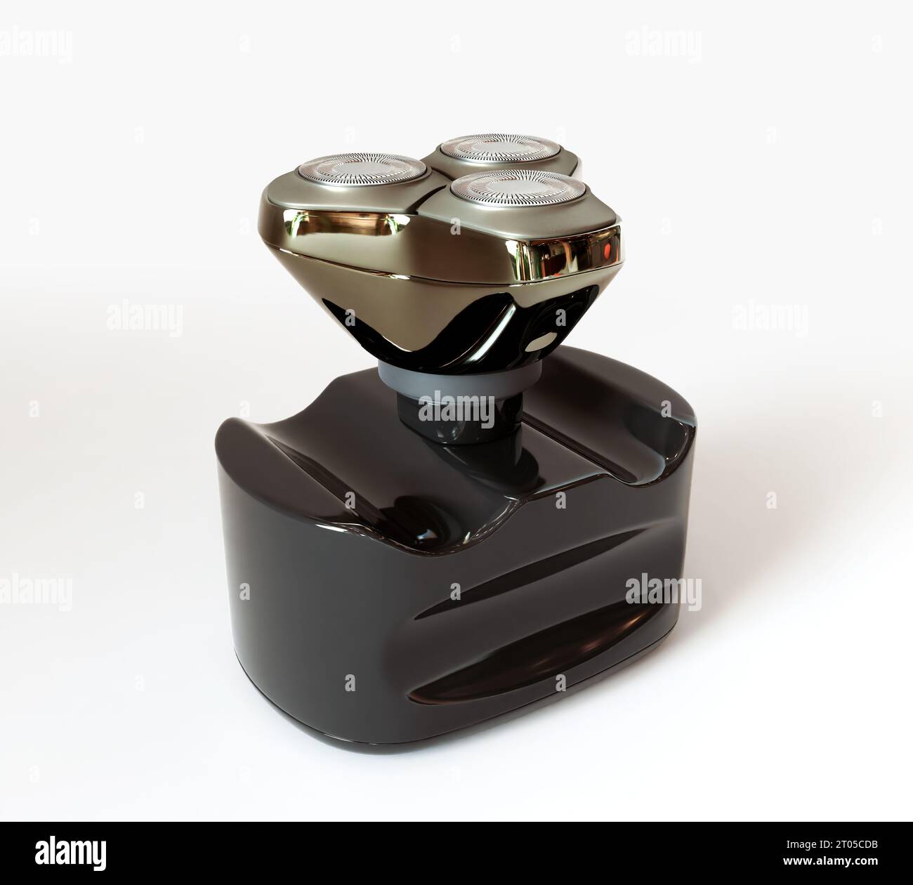 An electronic regular palm head shaver with three rotary blades on an ...