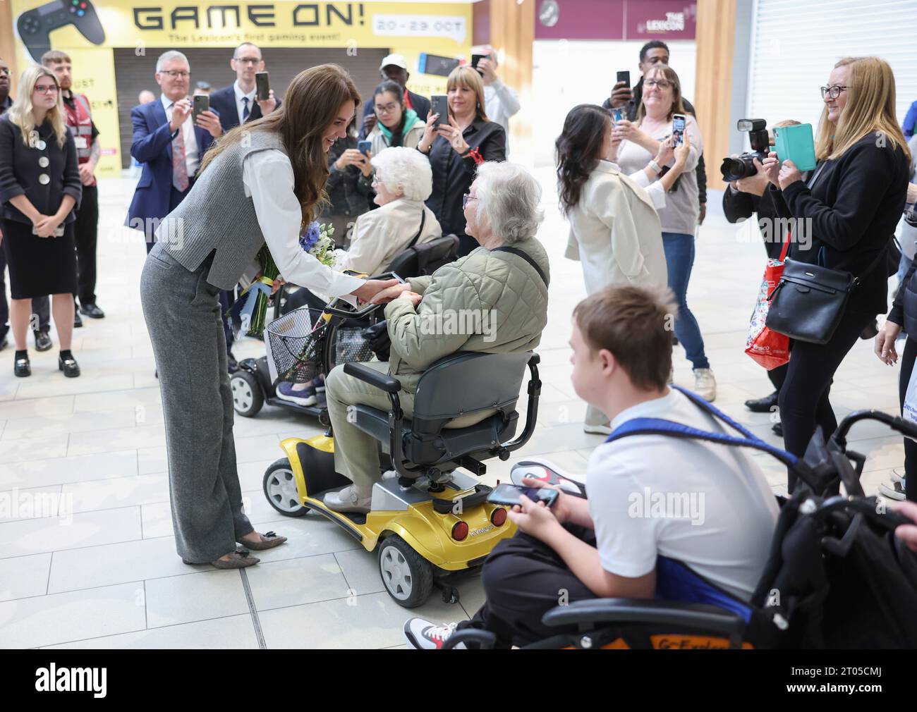 The Princess of Wales speaks with well-wishers in wheelchairs during a ...