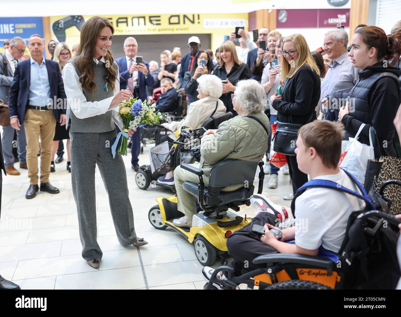 The Princess of Wales speaks with well-wishers in wheelchairs during a ...
