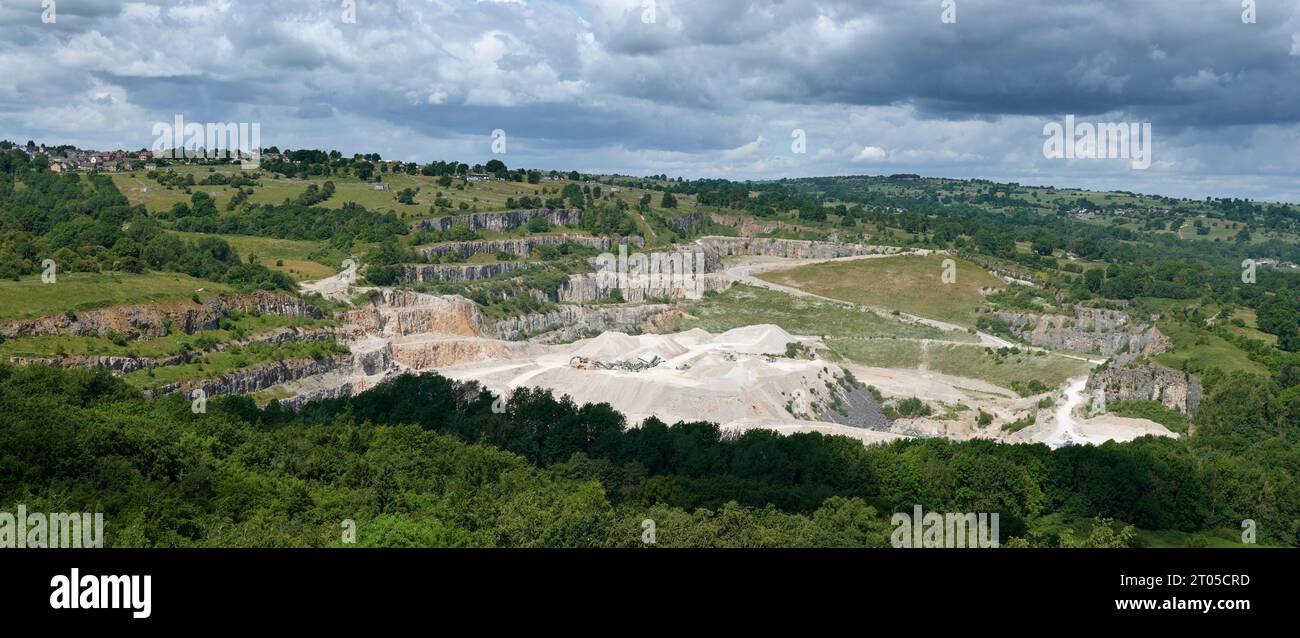 Quarrying of limestone from Dene Quarry, Cromford, Derbyshire Stock ...