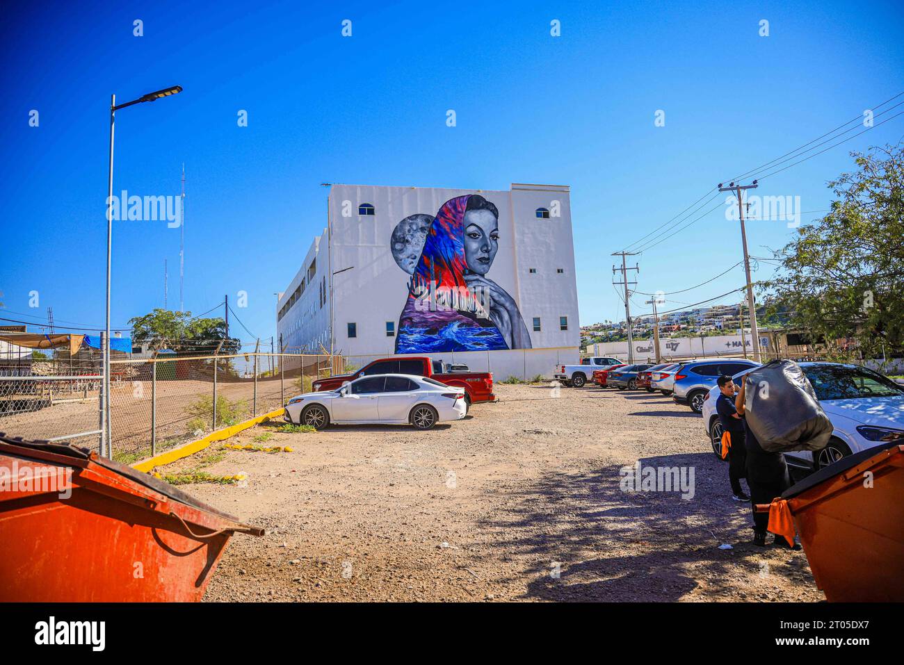 Mural of Maria Felix and the Moon on a building wall. Maria was a ...