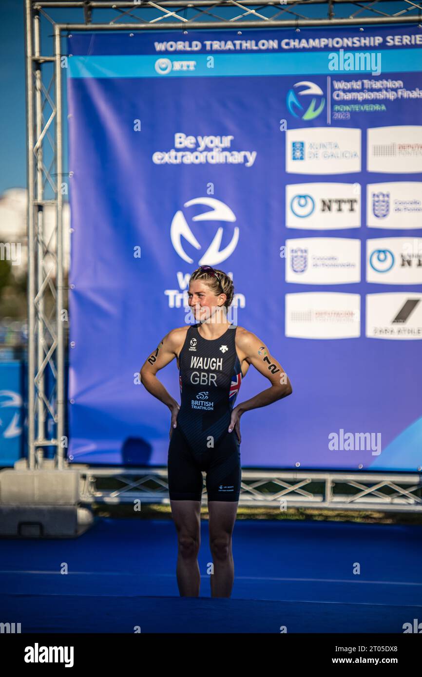 Kate Waugh on the podium with the awards ceremony in the 2023 World ...