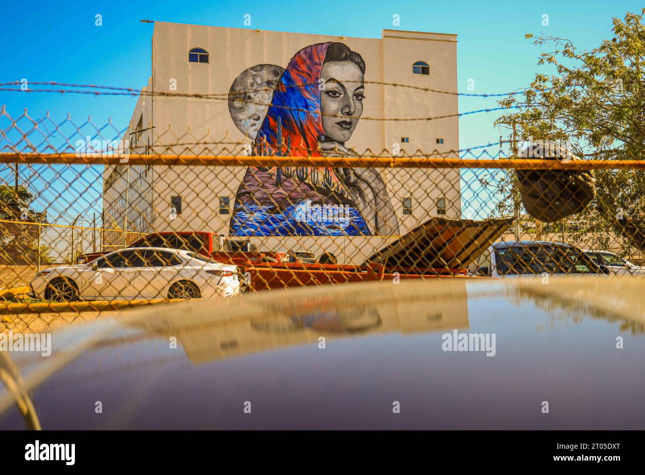Mural of Maria Felix and the Moon on a building wall. Maria was a ...