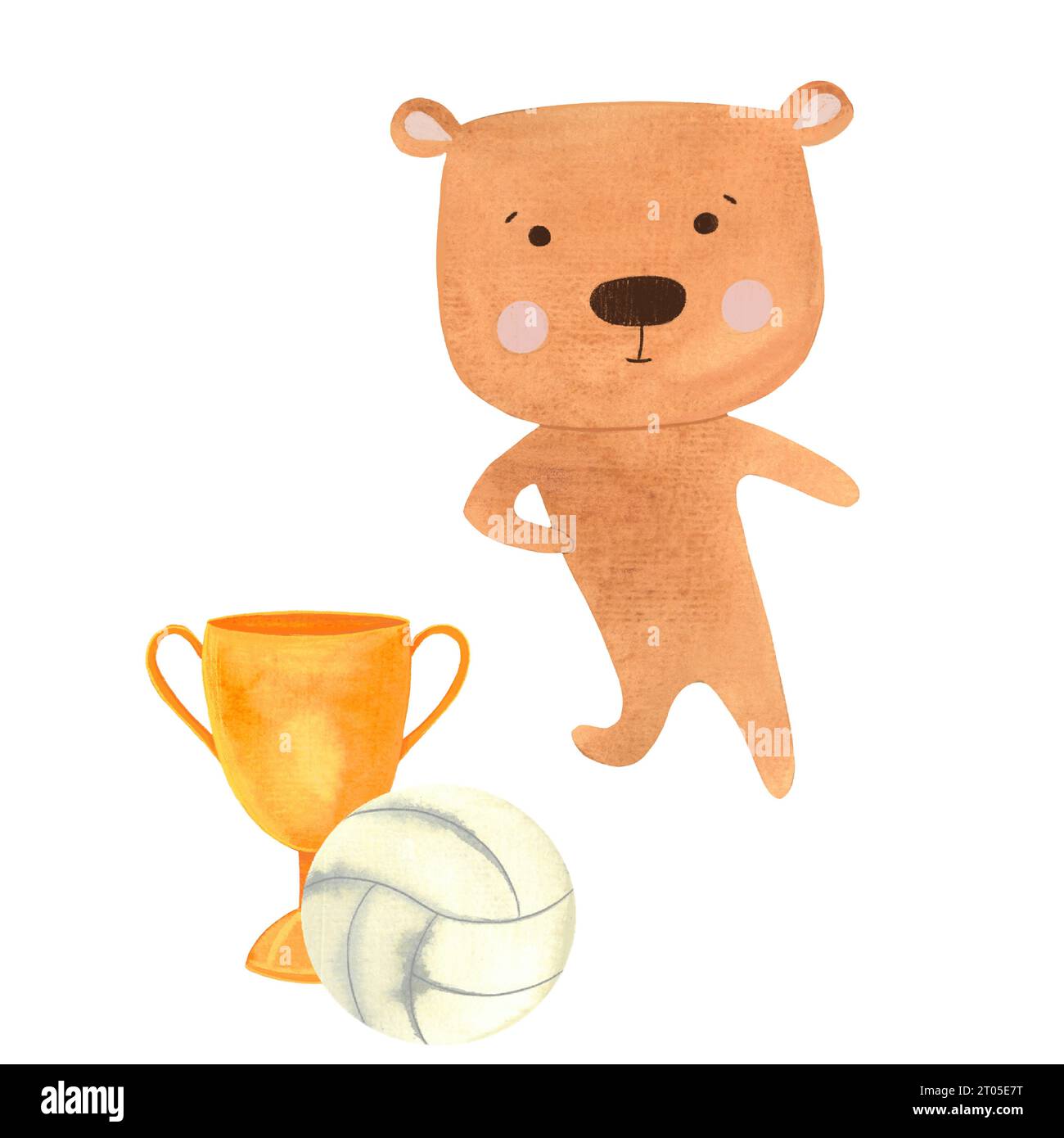 teddy bear athlete winner, first place in the match, hand drawn ...