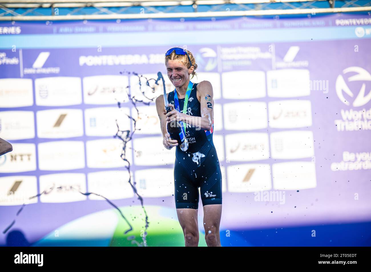 Beth Potter on the podium with the awards ceremony in the 2023 World ...