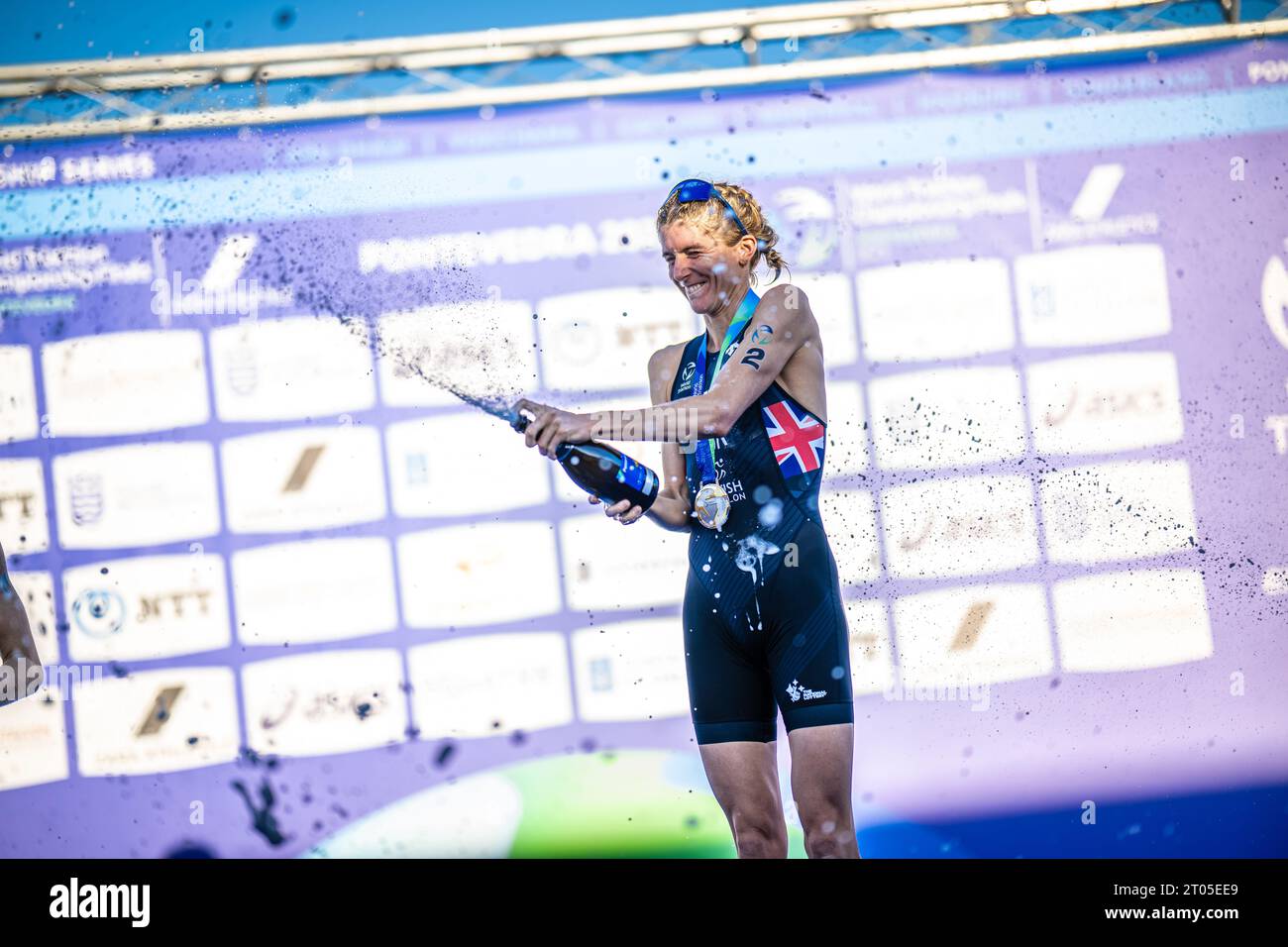 Beth Potter on the podium with the awards ceremony in the 2023 World ...