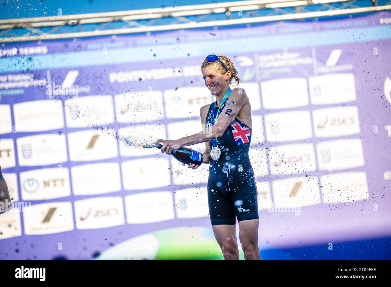 Beth Potter on the podium with the awards ceremony in the 2023 World ...
