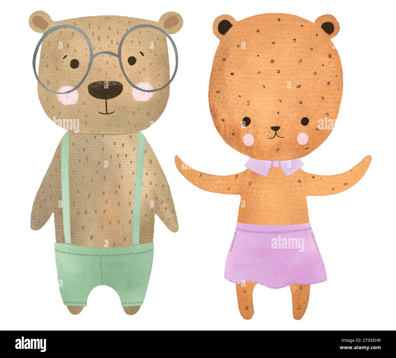 minimalistic cute bears, simple watercolor hand drawn illustration ...