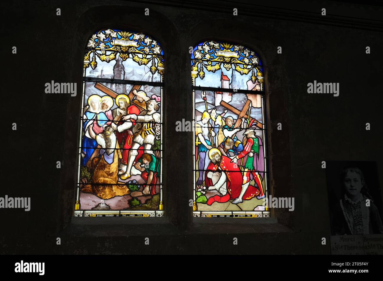 Stained glass windows at St Leonard's catholic church, Honfleur, France ...