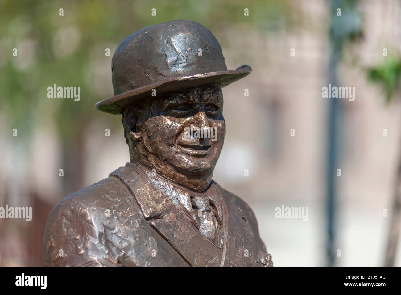 Portrait or detail of bronze sculpture of Ettore Bugatti, Molsheim ...