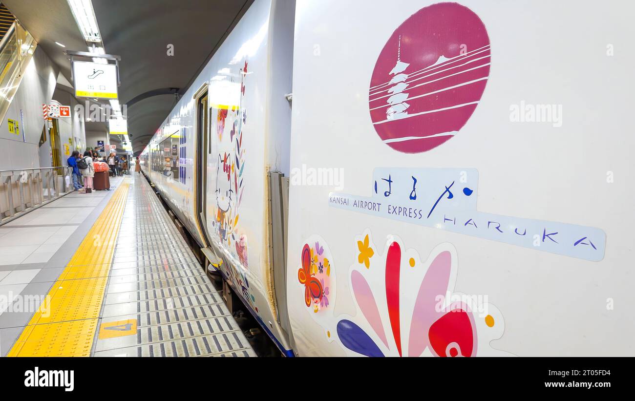 Osaka, Japan - March 28 2023: Hello Kitty Haruka Express operated by JR ...