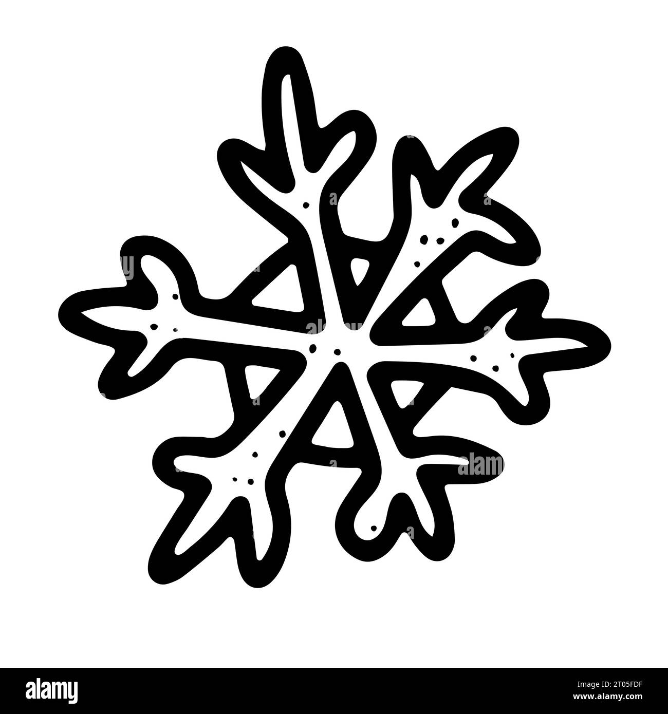 Doodle Christmas snowflake. Hand-drawn outline snow isolated on white ...
