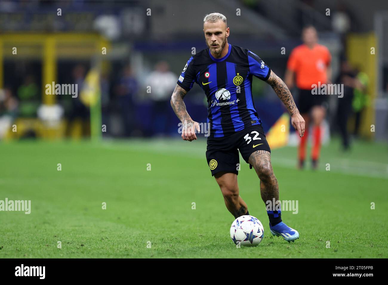 Milano, Italy. 03rd Oct, 2023. Federico Dimarco of Fc Internazionale in action during the Uefa ...