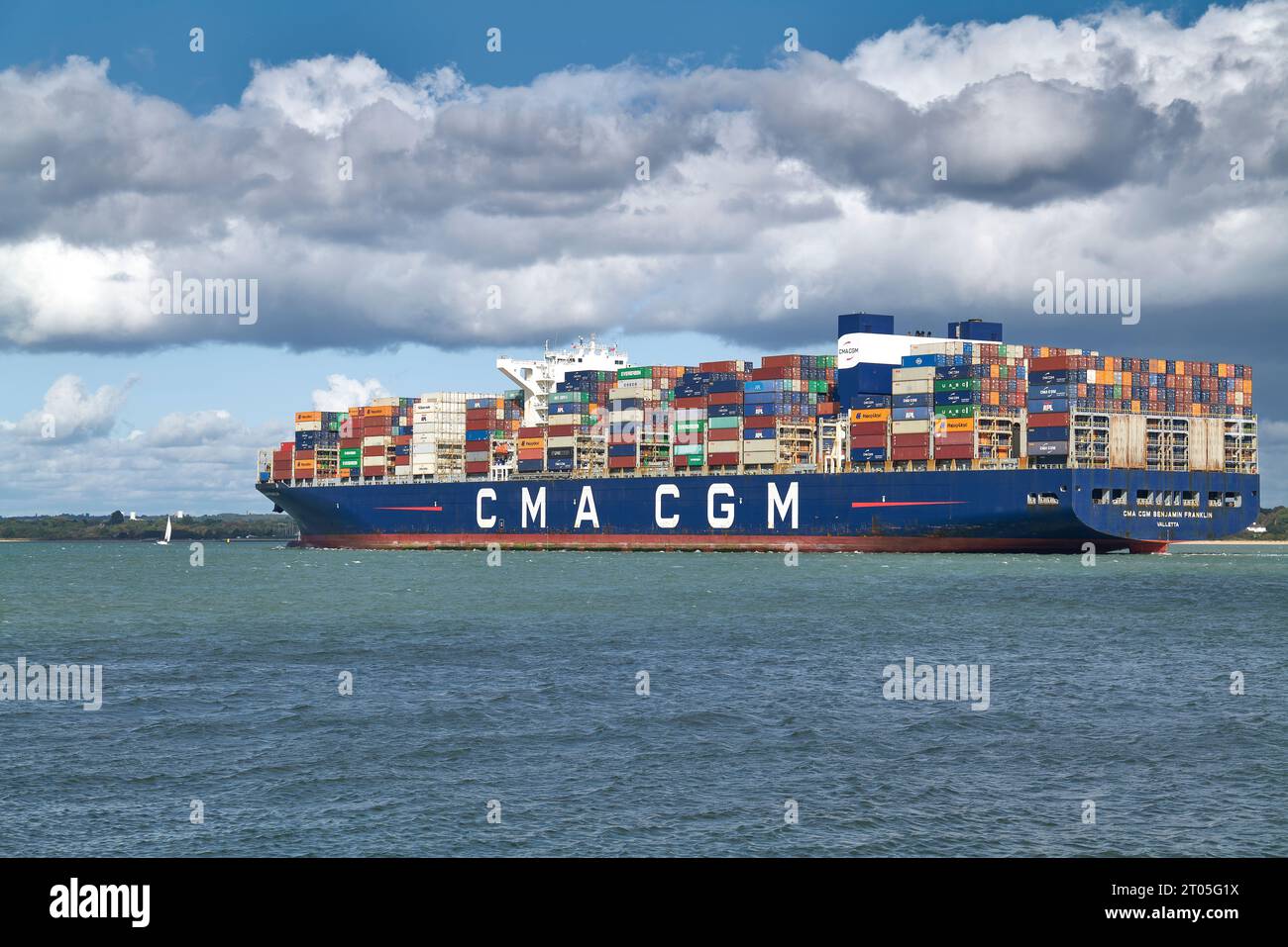 The Ultra Large Container Ship CMA CGM Benjamin Franklin Entering The ...