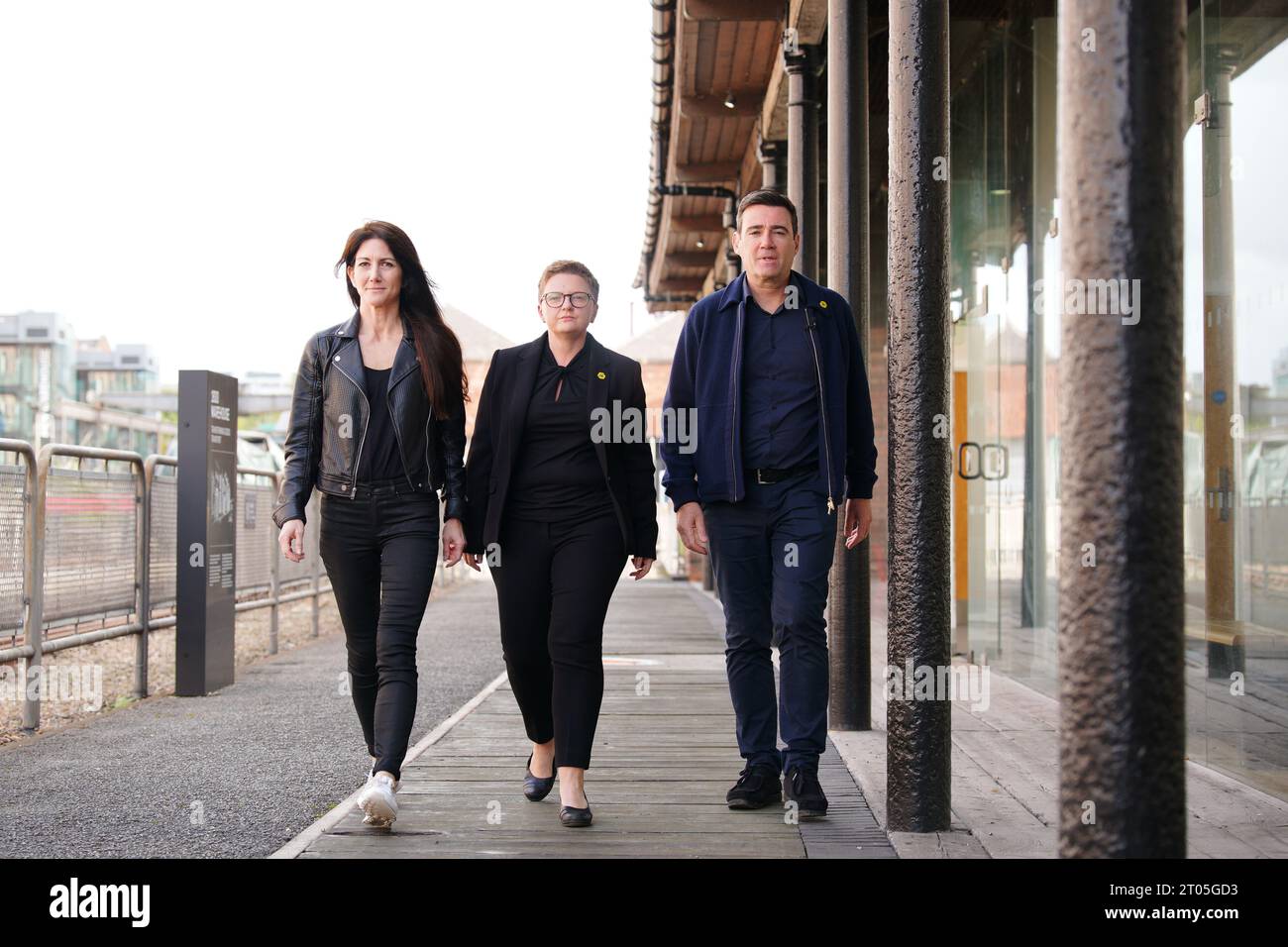 (left to right) Business leader Lou Cordwell, Leader of Manchester City ...