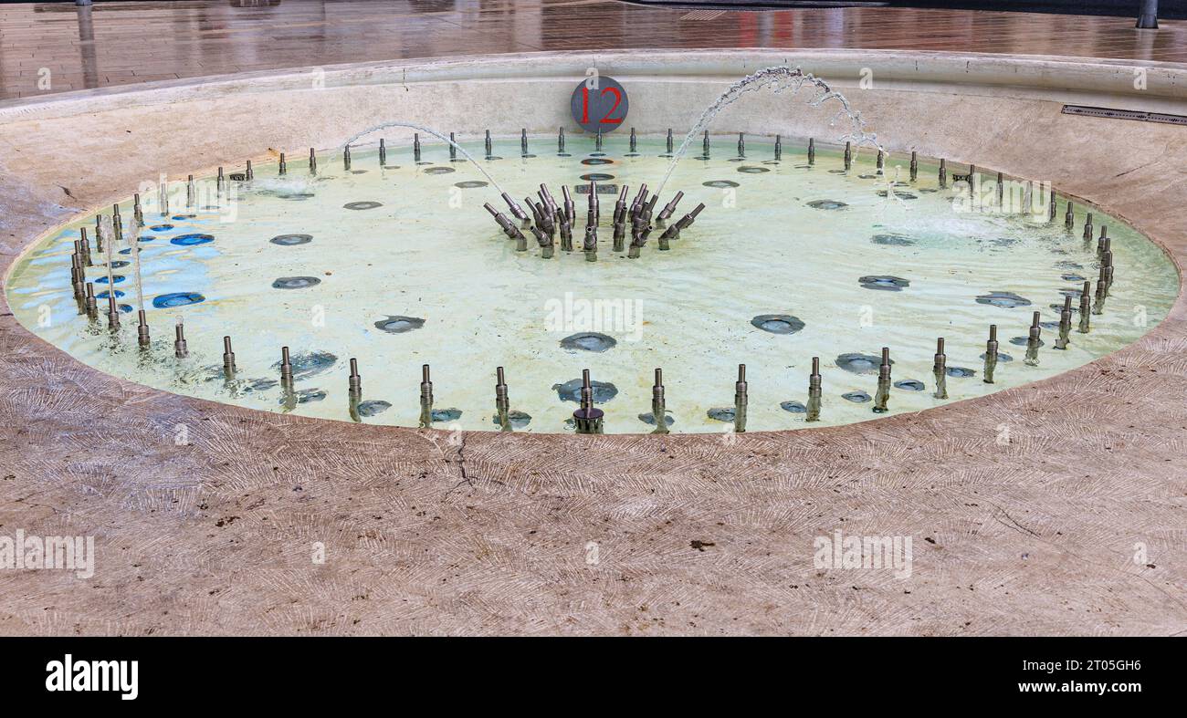 the water fountain clock in sibenik croatia tells the time with jets of ...